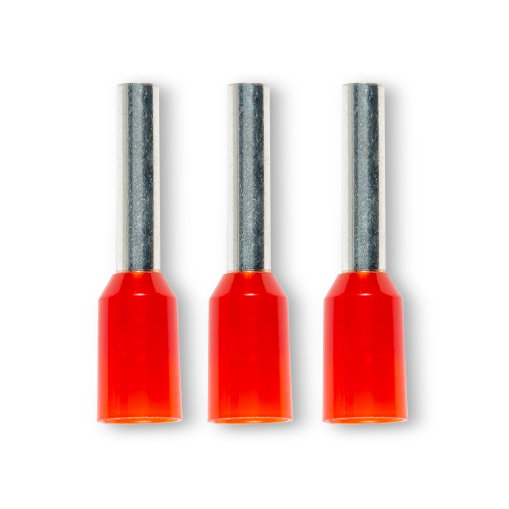 Bootlace Terminal Pre-Insulated Red 1mm² Length 8mm 100 Pack | Alco