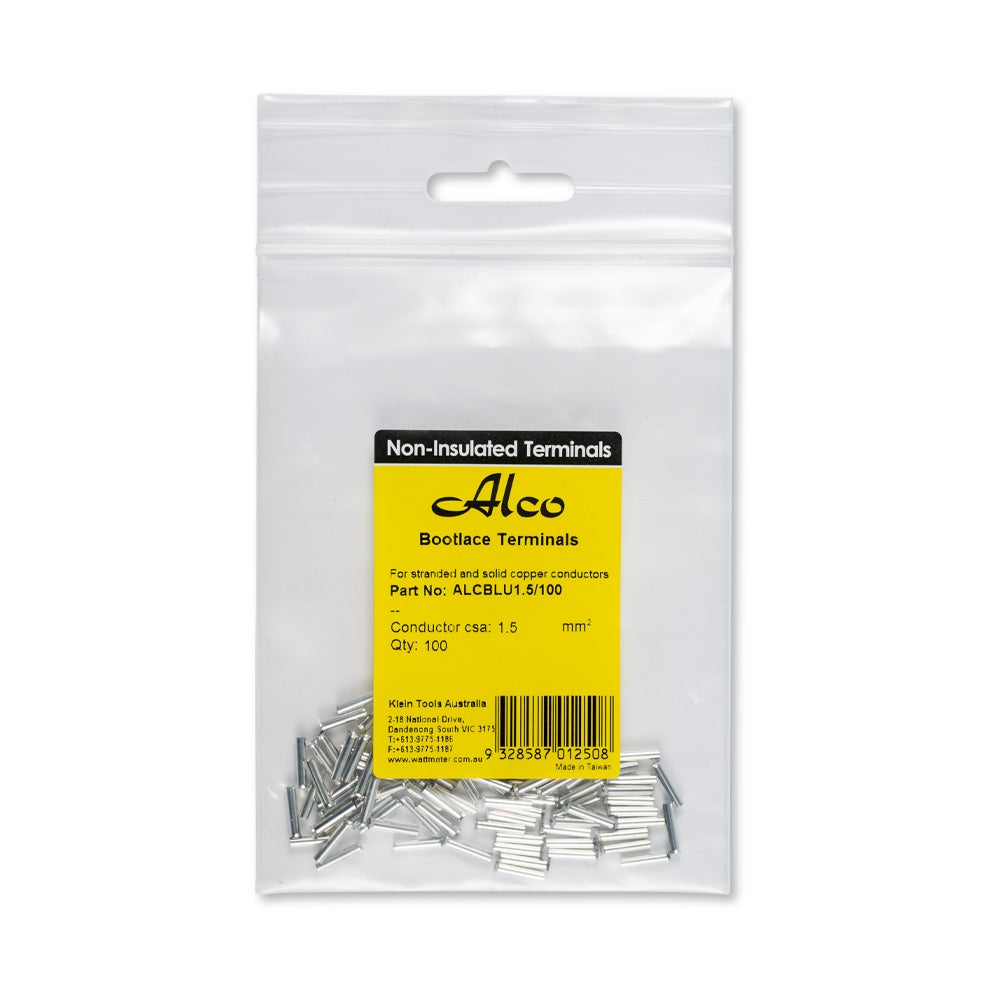 Bootlace Terminal Non-Insulated 1.5mm² 100 Pack | Alco