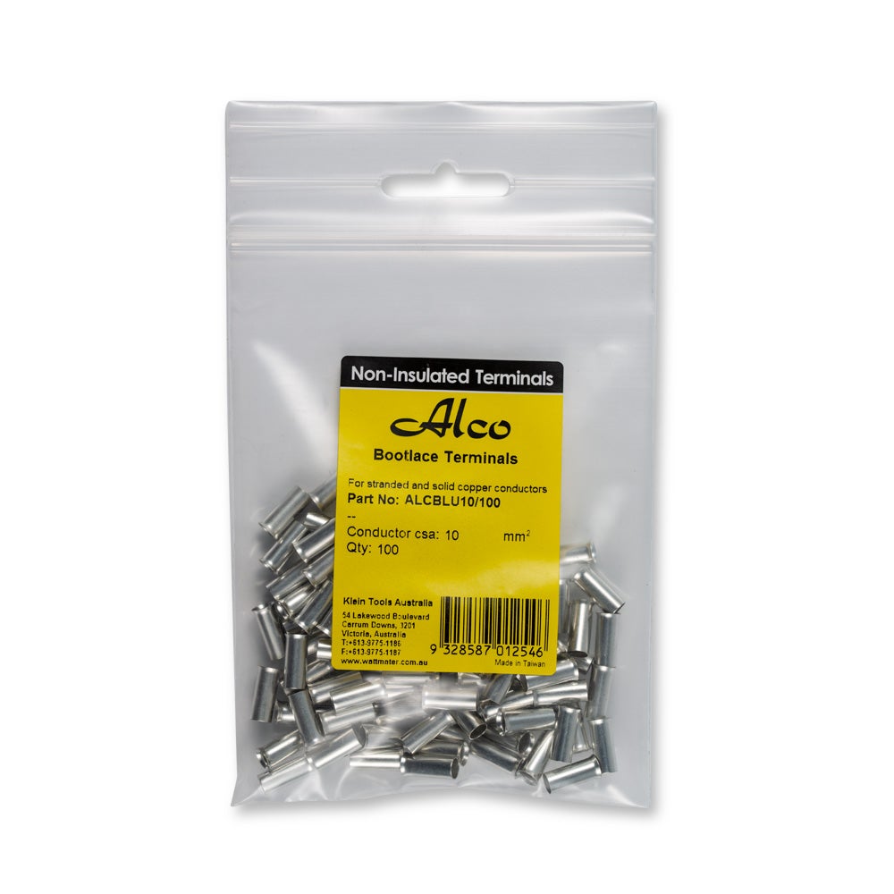 Bootlace Terminal Non-Insulated 10mm² 100 Pack | Alco