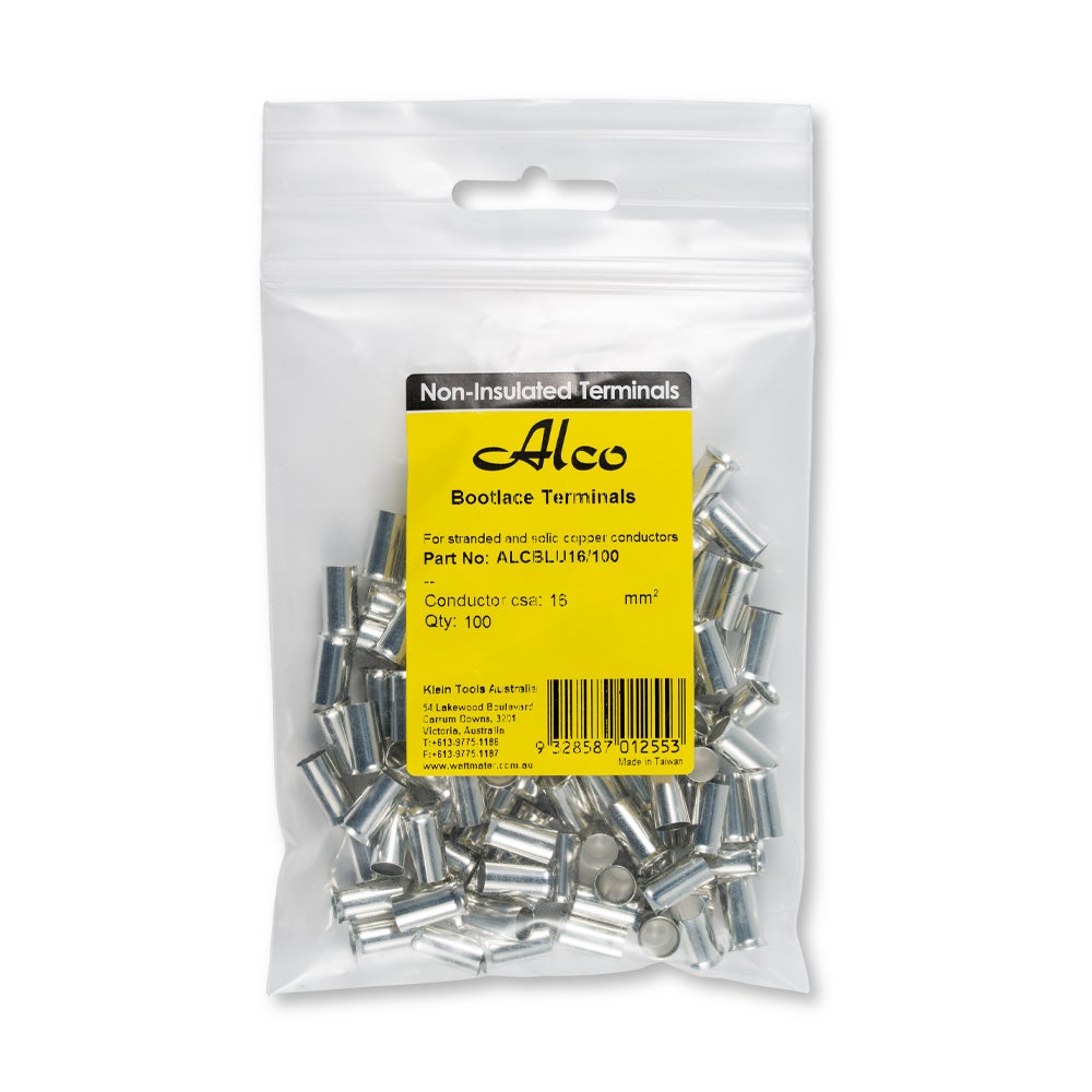 Bootlace Terminal Non-Insulated 16mm² 100 Pack | Alco