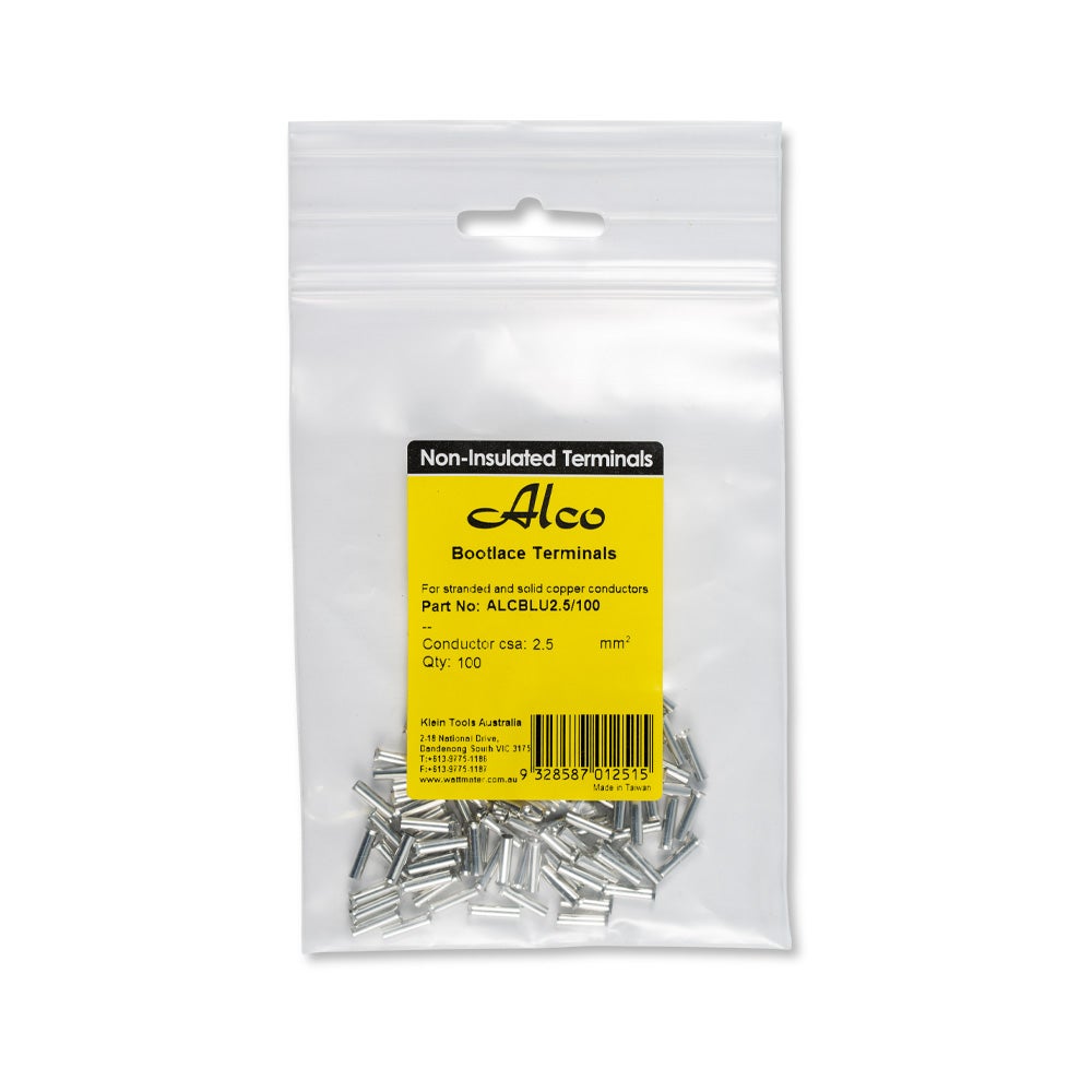 Bootlace Terminal Non-Insulated 2.5mm² 100 Pack | Alco