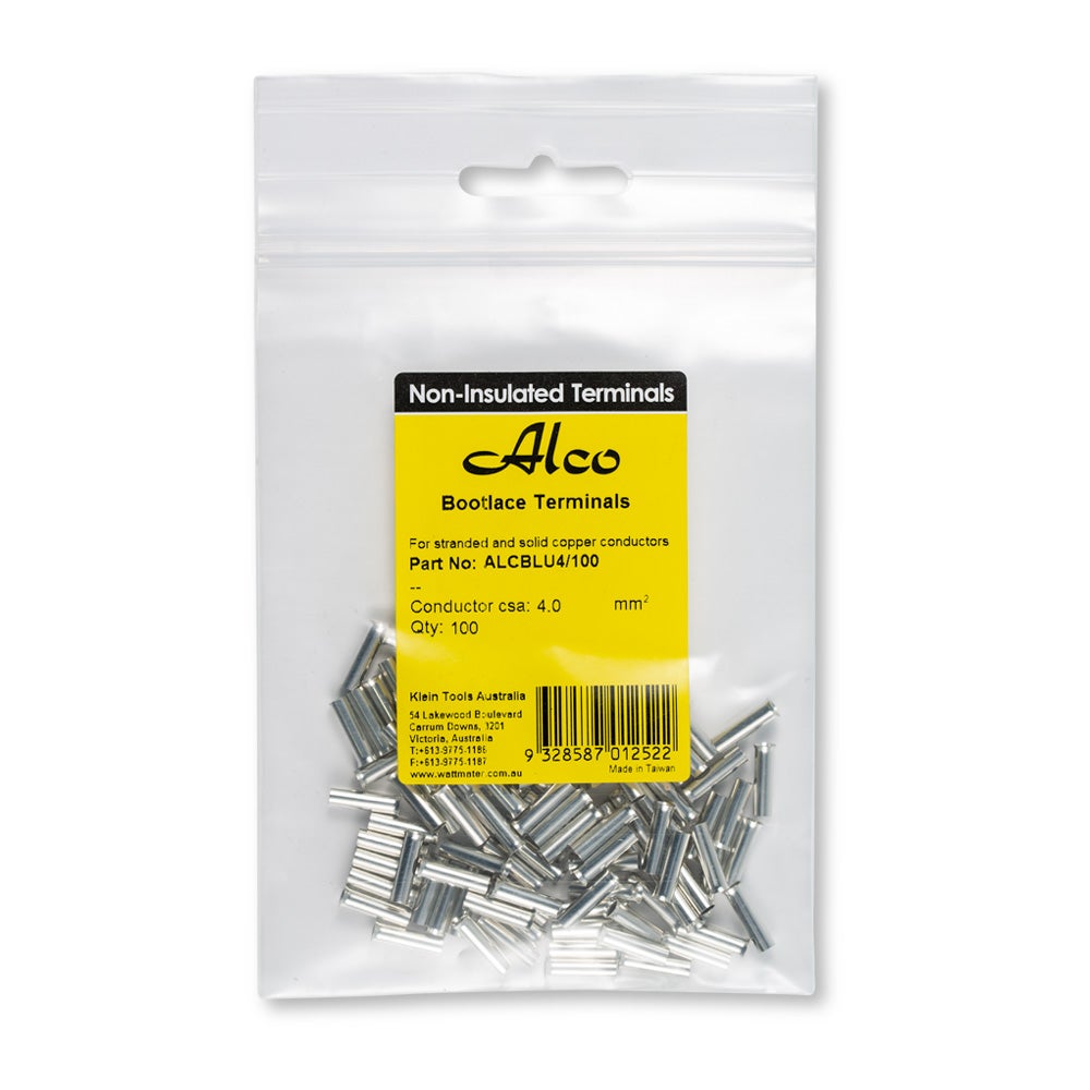 Bootlace Terminal Non-Insulated 4mm² 100 Pack | Alco