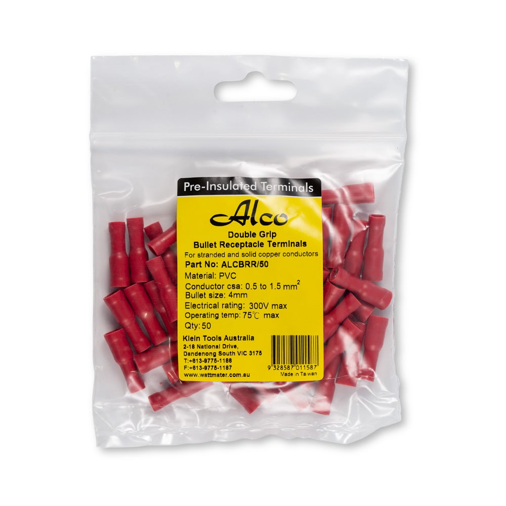 Crimp Terminal Pre-Insulated Bullet Receptacle 4mm 0.5-1.5mm² Red 50 ...