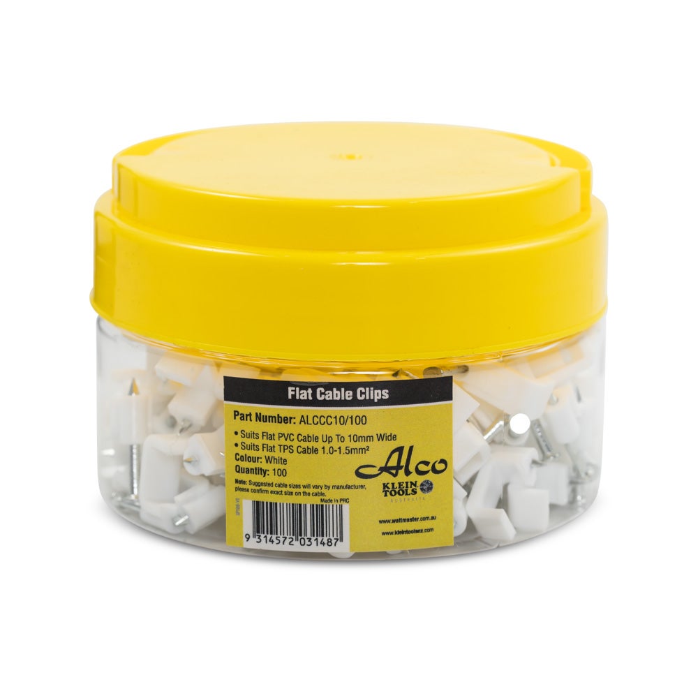 Cable Clip Flat Polyethylene Width-10mm White 100 Pack | Alco