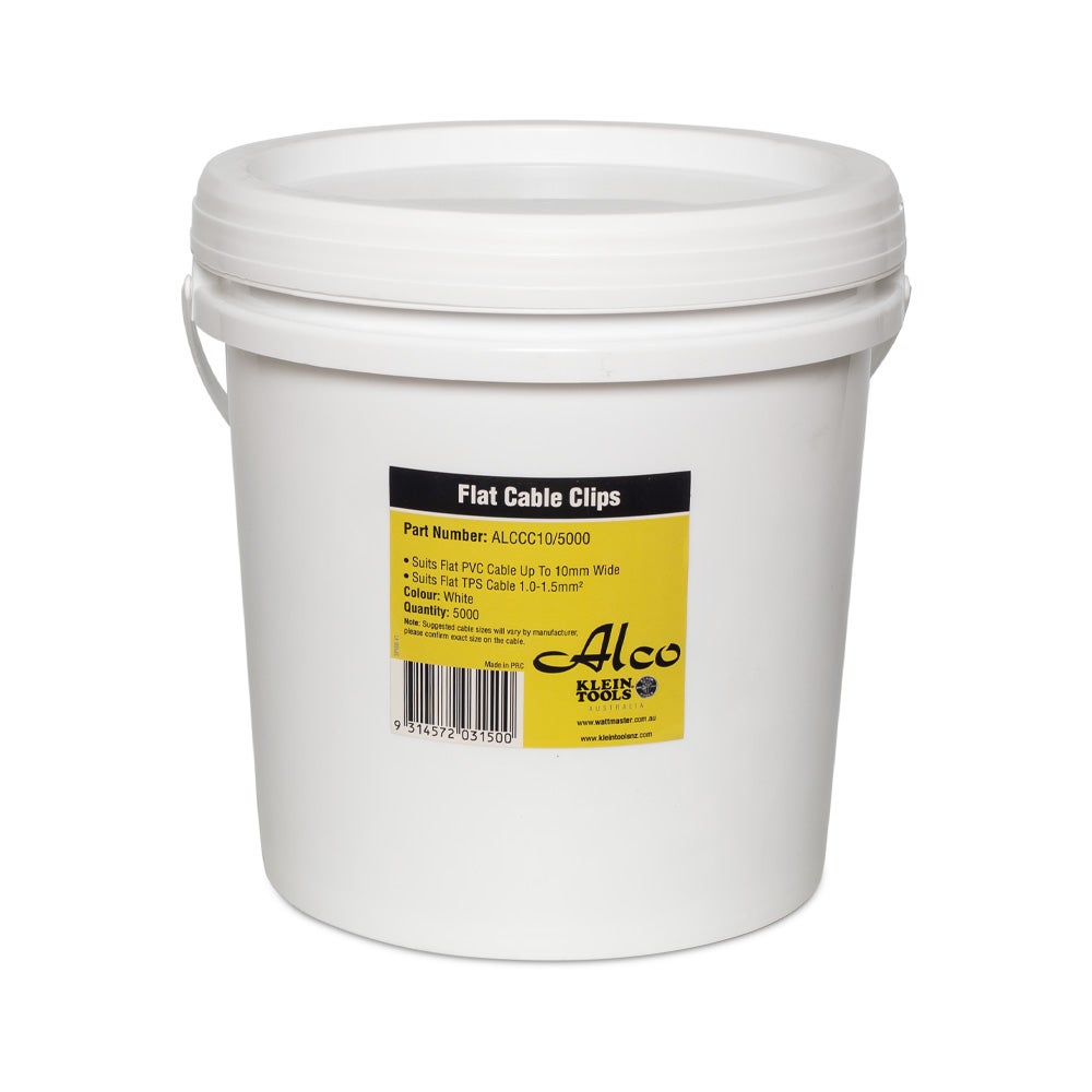 Cable Clip Flat Polyethylene Width-10mm White 5000 Pack | Alco