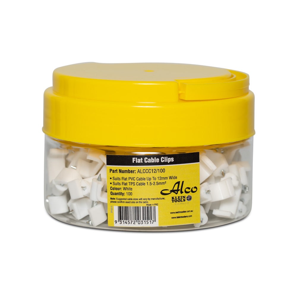 Cable Clip Flat Polyethylene Width-12MM White 100 Pack | Alco