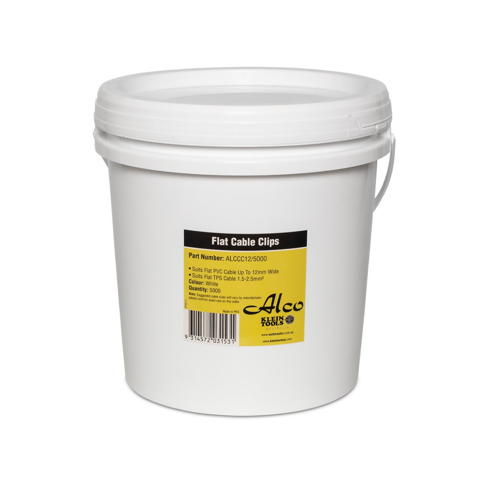 Cable Clip Flat Polyethylene Width-12MM White 5000 Pack | Alco