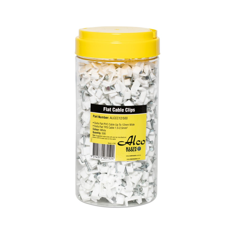 Cable Clip Flat Polyethylene Width-12MM White 500 Pack | Alco