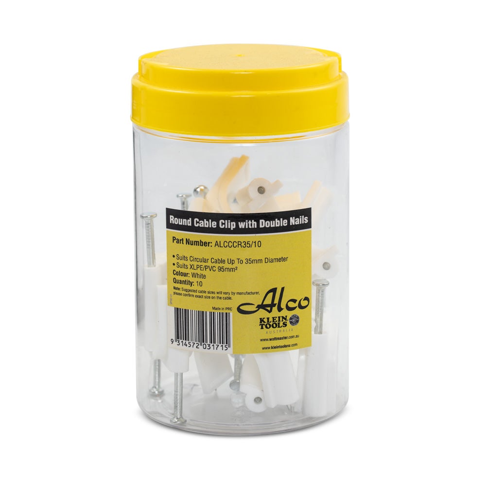 Cable Clip Round Polyethylene Diameter-35MM White 100 Pack | Alco