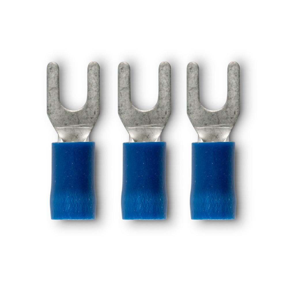 Crimp Terminal Pre-Insulated Fork 3.7mm Cable 1.5-2.5mm² Blue 100 Pack ...