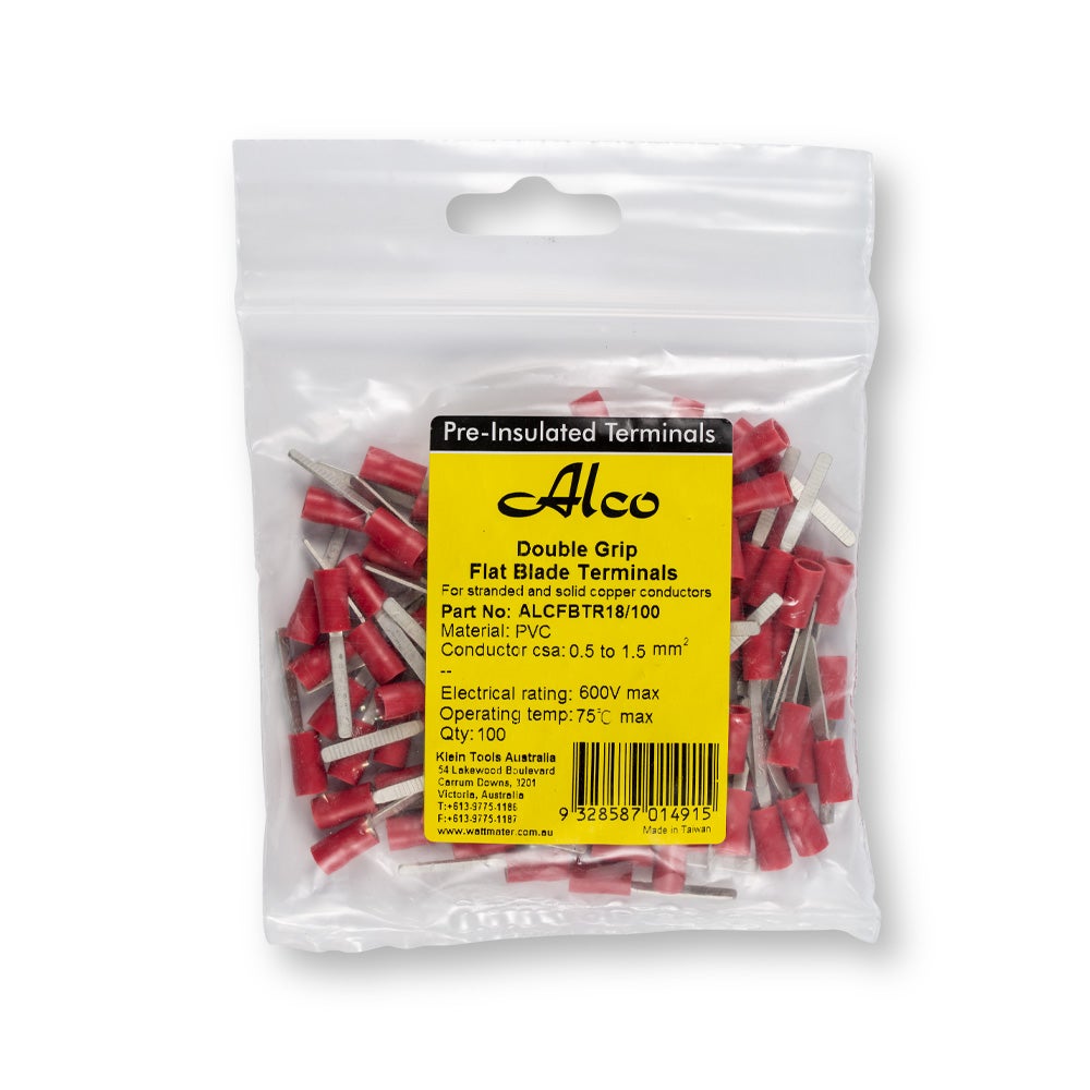 Crimp Terminal Pre-Insulated Flat Blade Length 18mm Cable 0.5-1.5mm² ...