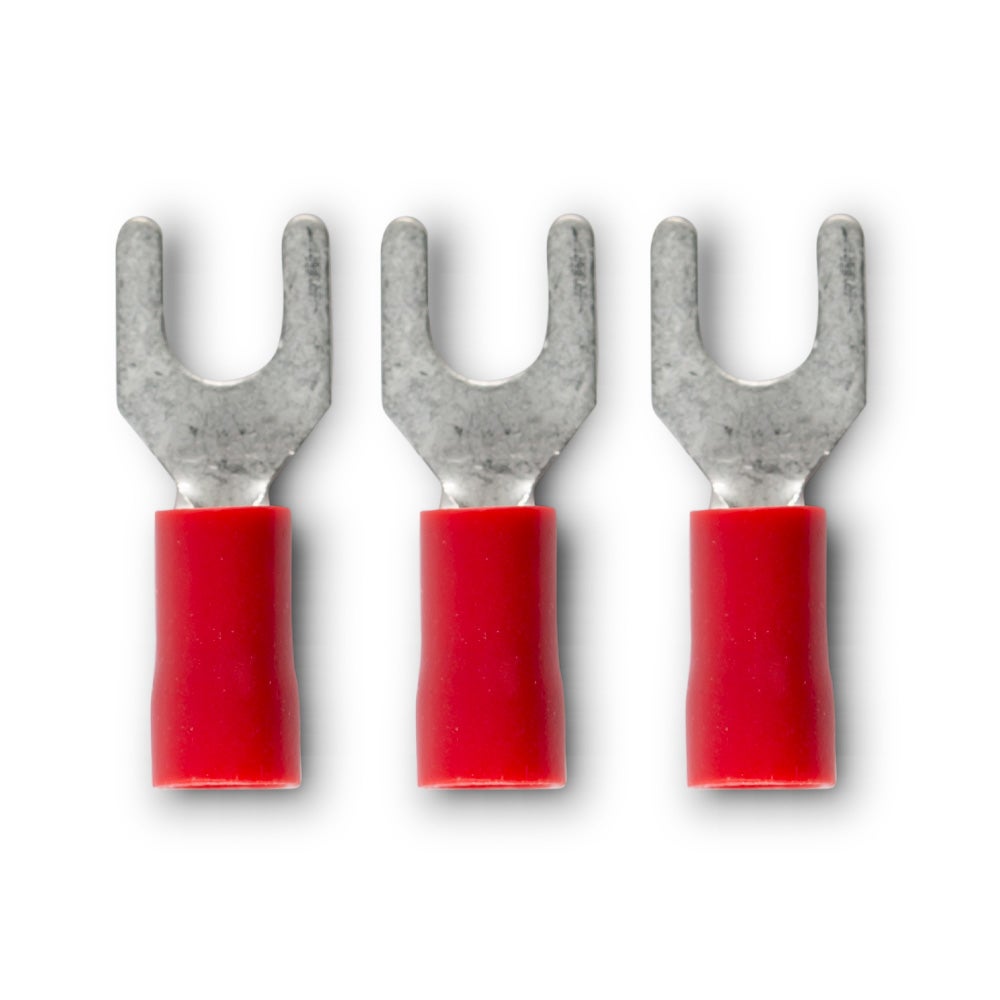 Crimp Terminal Pre-Insulated Fork 4mm Cable 0.5-1.5mm² Red 100 Pack | Alco