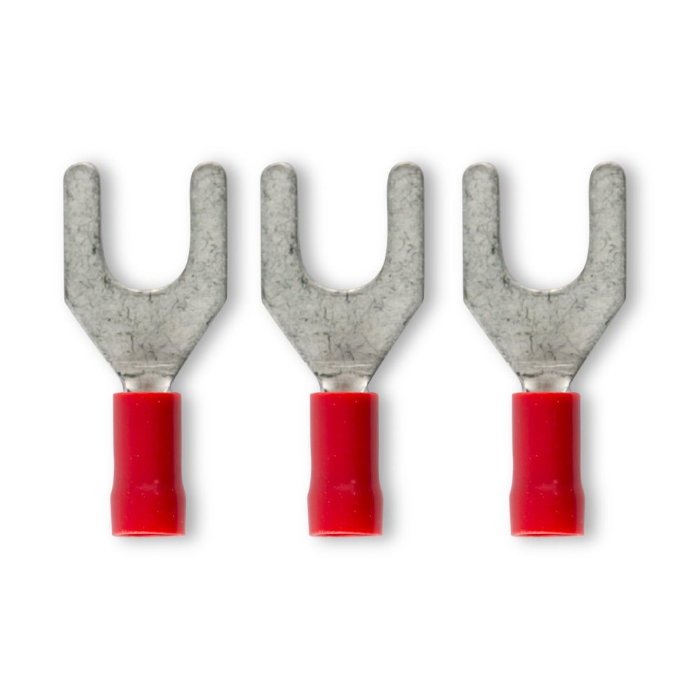 Crimp Terminal Pre-Insulated Fork 6mm Cable 0.5-1.5mm² Red 100 Pack | Alco