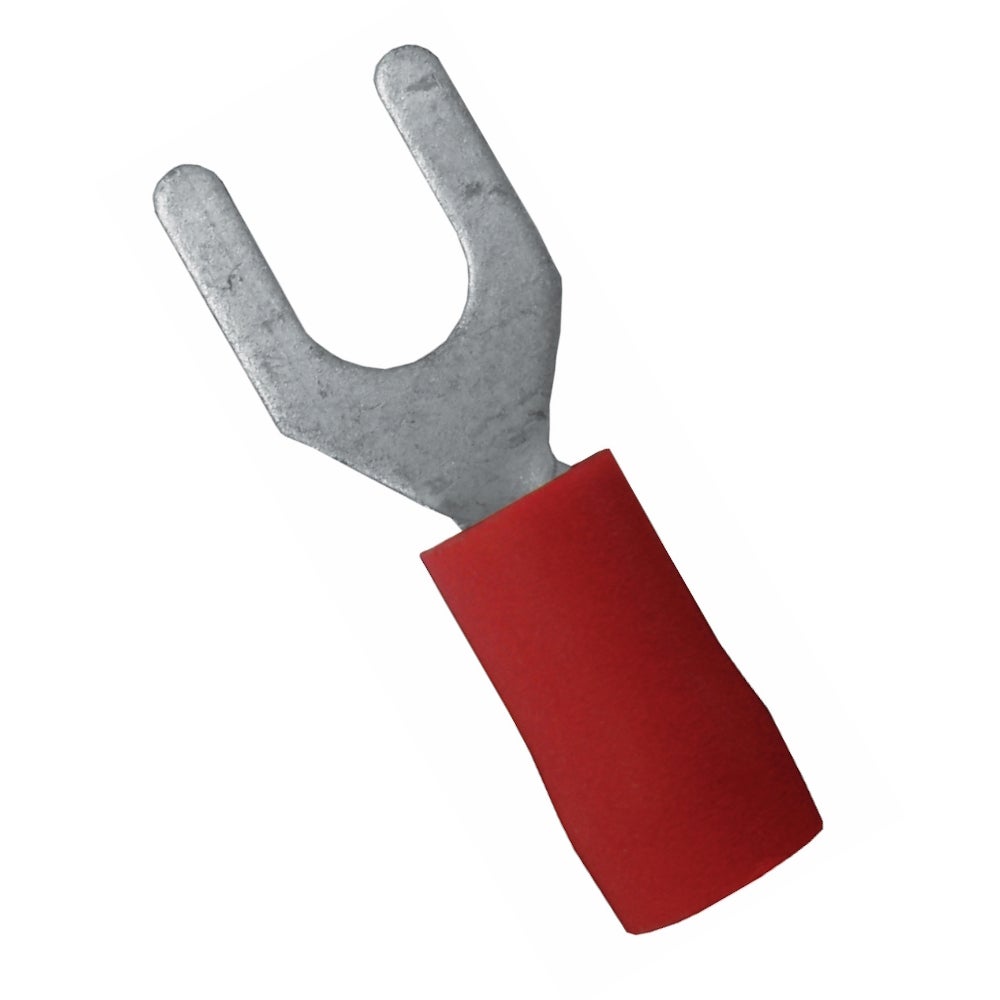 Crimp Terminal Pre-Insulated Fork 4mm Cable 0.5-1.5mm² Red 10 Pack | Alco