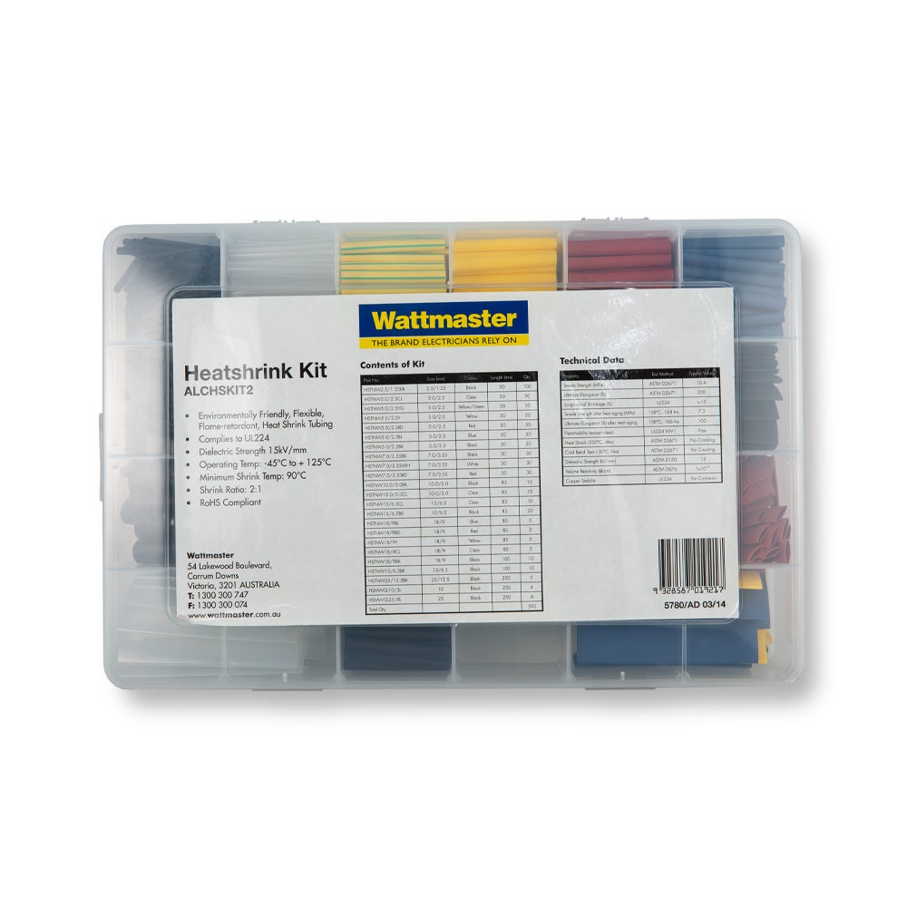 Heatshrink Kit Multi Purpose Thin/Medium Wall 2.5-25mm 593 Pieces | Alco