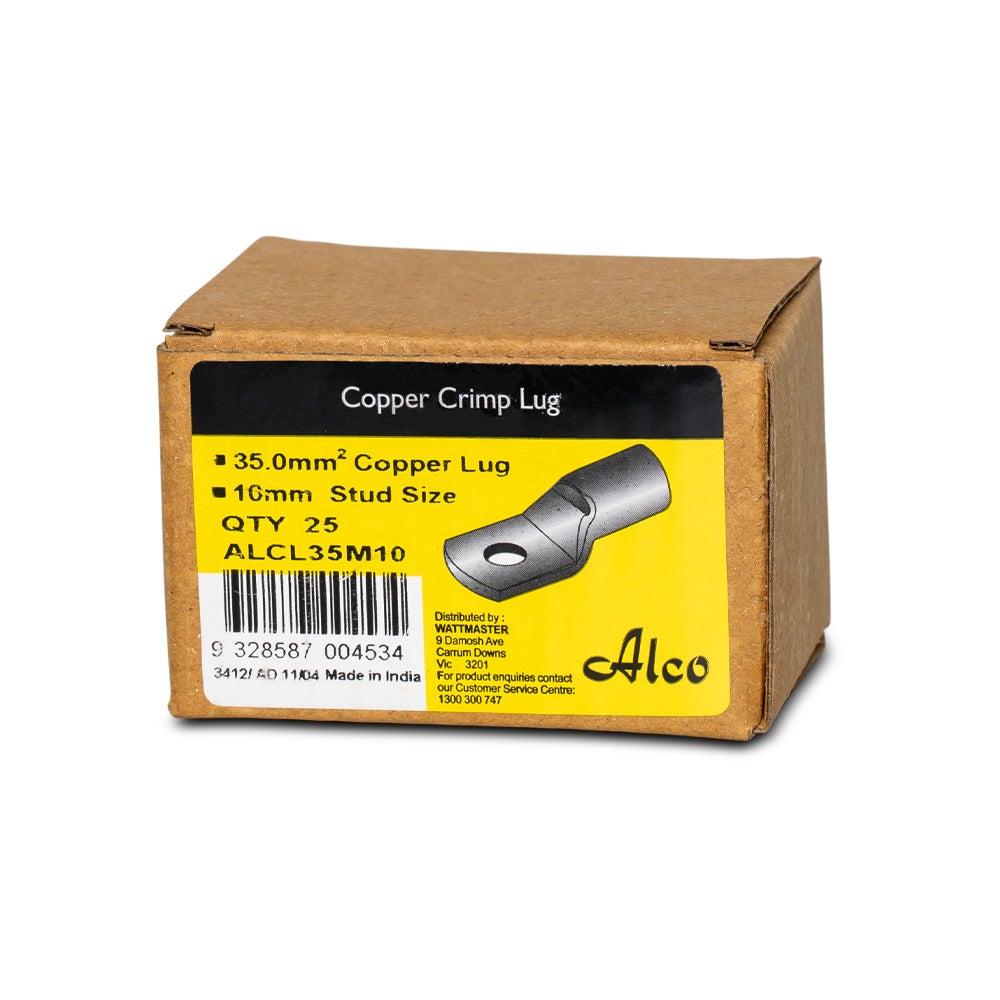 Crimp Lug Copper Standard Non Insulated 35mm² M10 Stud | Alco