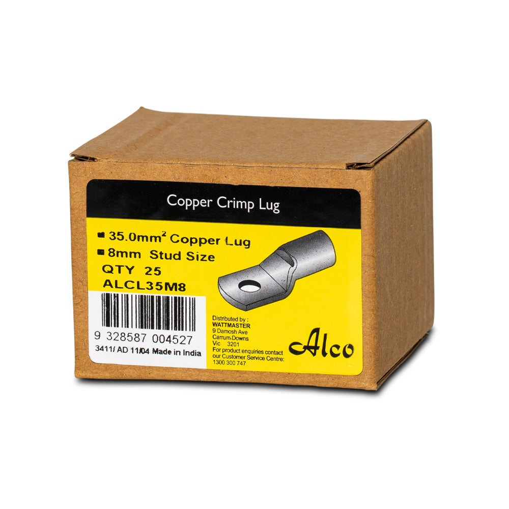 Crimp Lug Copper Standard Non Insulated 35mm² M8 Stud | Alco
