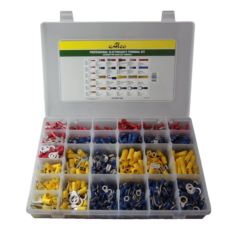 Electricians Crimp Terminal Pre-Insulated Kit 800 Pieces | Alco