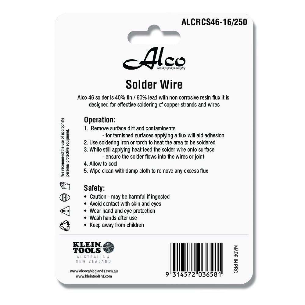 Resin Core Solder SN40/PB60 Diameter 1.6mm 250g Reel | Alco